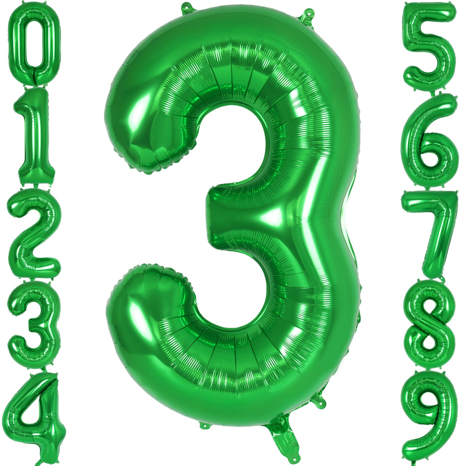 Dark green Number 3 Balloon 40 Inch, Big Large Foil Helium Number ...