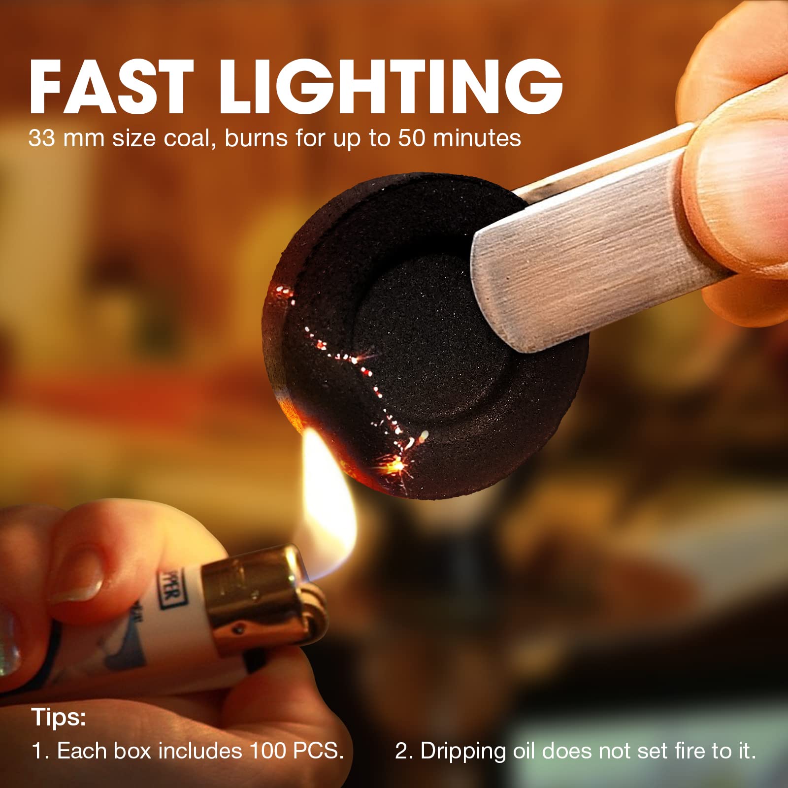 Mua MEKER Quick Light Charcoal Briquettes, Charcoal Disk Lights, 33 mm ...