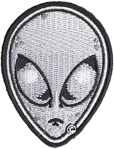 Amazon.com: PatchStop Alien Face Gray Iron On Patches for Clothing ...