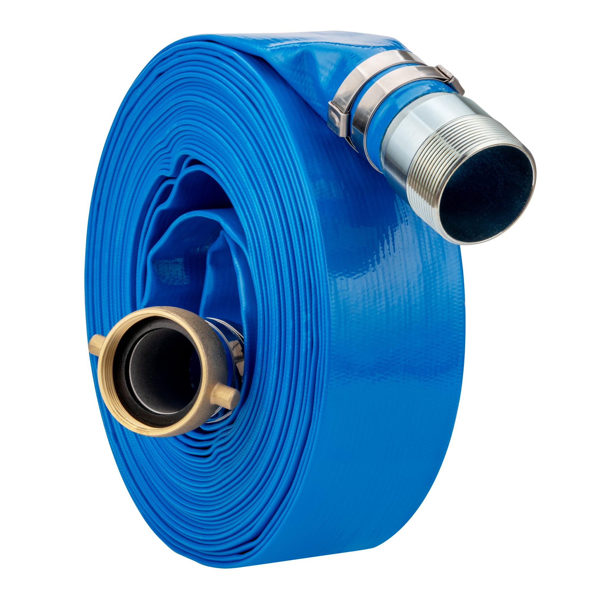 D-WEIXIN 1.5" ID x 50 ft PVC Lay Flat Discharge Hose with NPT Pin Lug & KC Nipple Fittings ...