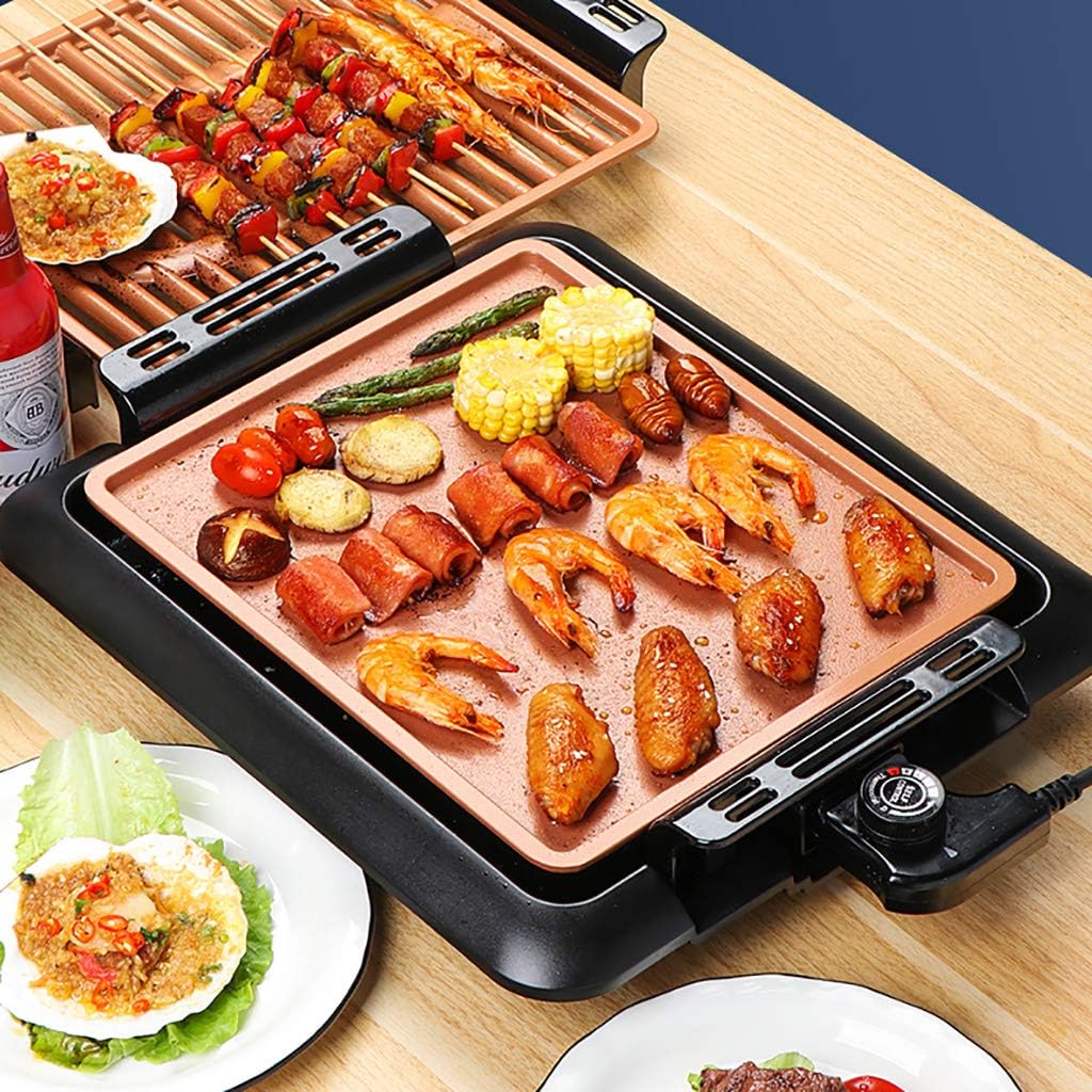 Review Electric Grill Tabletop BBQ, Non-stick Grilling Plates, 5 Levels ...