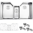 Ruvati 35" Triple Bowl Undermount 16 Gauge Stainless Steel Kitchen Sink ...