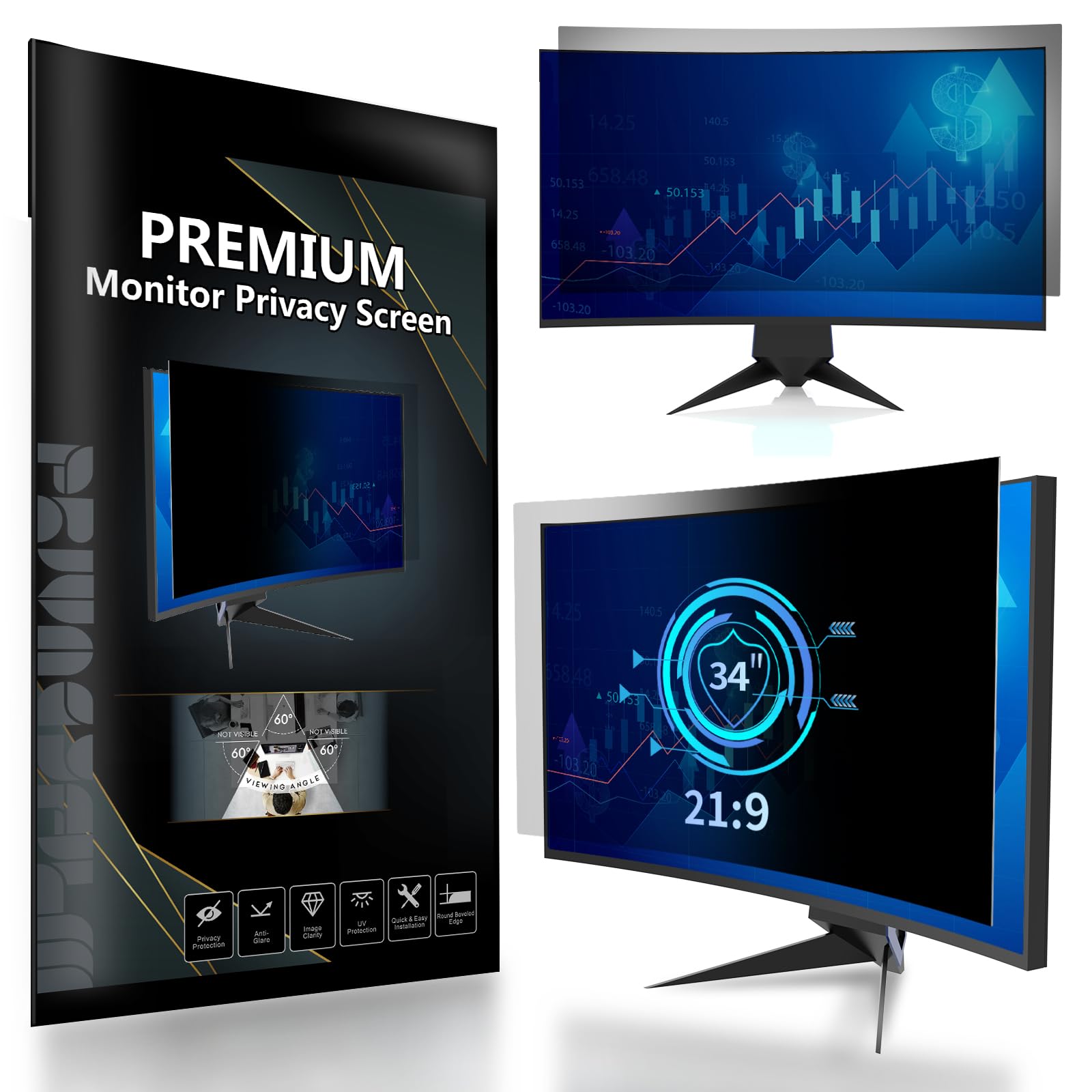 DEJIMAX 34 Inch Curved Computer Privacy Screen Filter for 21:9 ...