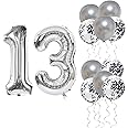 Amazon.com: Large - Silver 13 Balloon Number, 40 Inch Number 13 ...