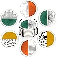 Amazon.com: Britimes Coaster for Drinks Set of 6, Simple Retro Round ...