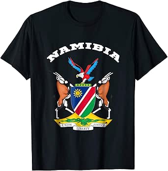 Amazon.com: Namibia T-shirt Coat of arms Tee Flag souvenir Namibian ...