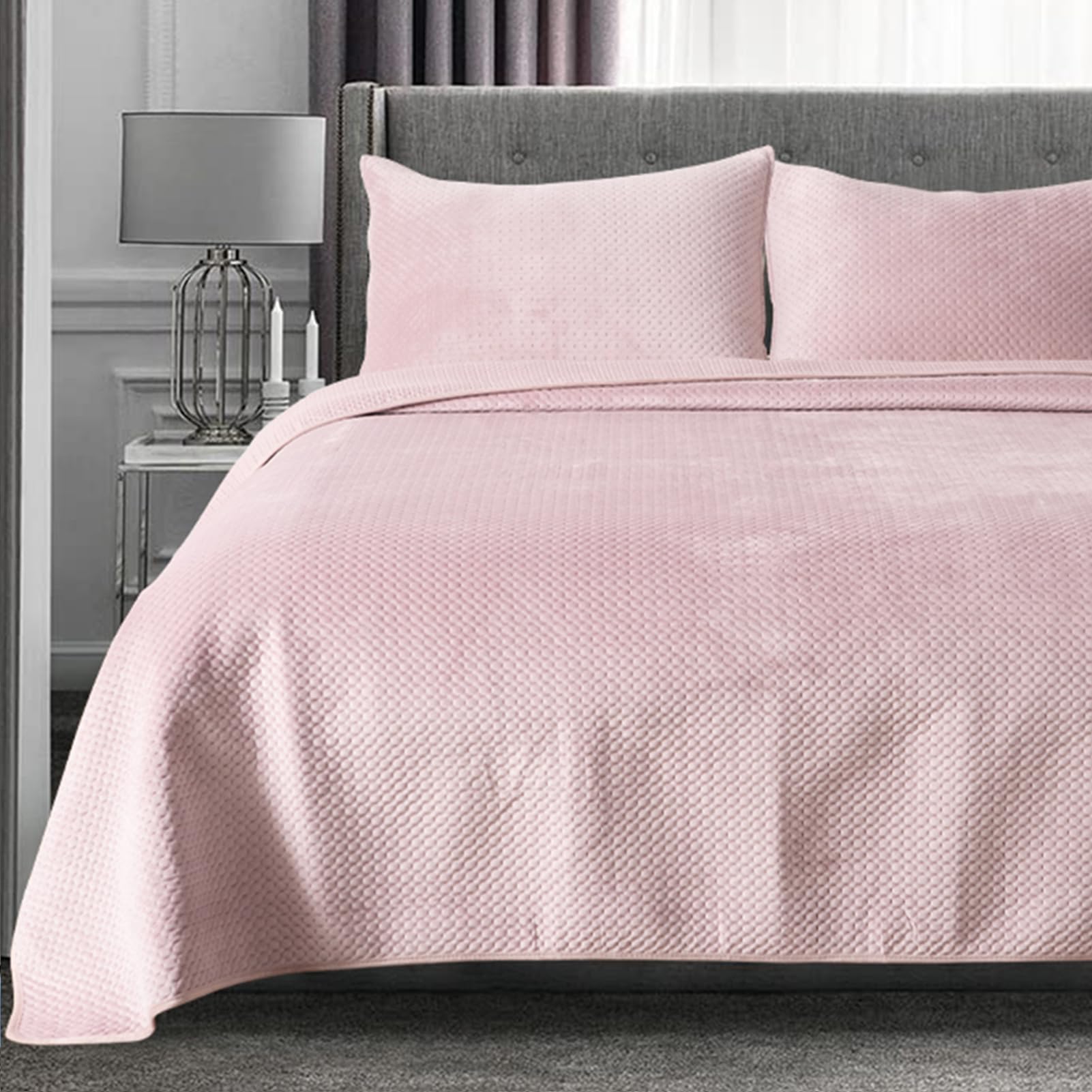 KASENTEX Luxury Velvet Quilt Set Queen Size, Lightweight Velvet ...