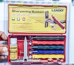 Lansky - Set affilacoltelli Deluxe con 5 coti, morsetto, guide, olio ...