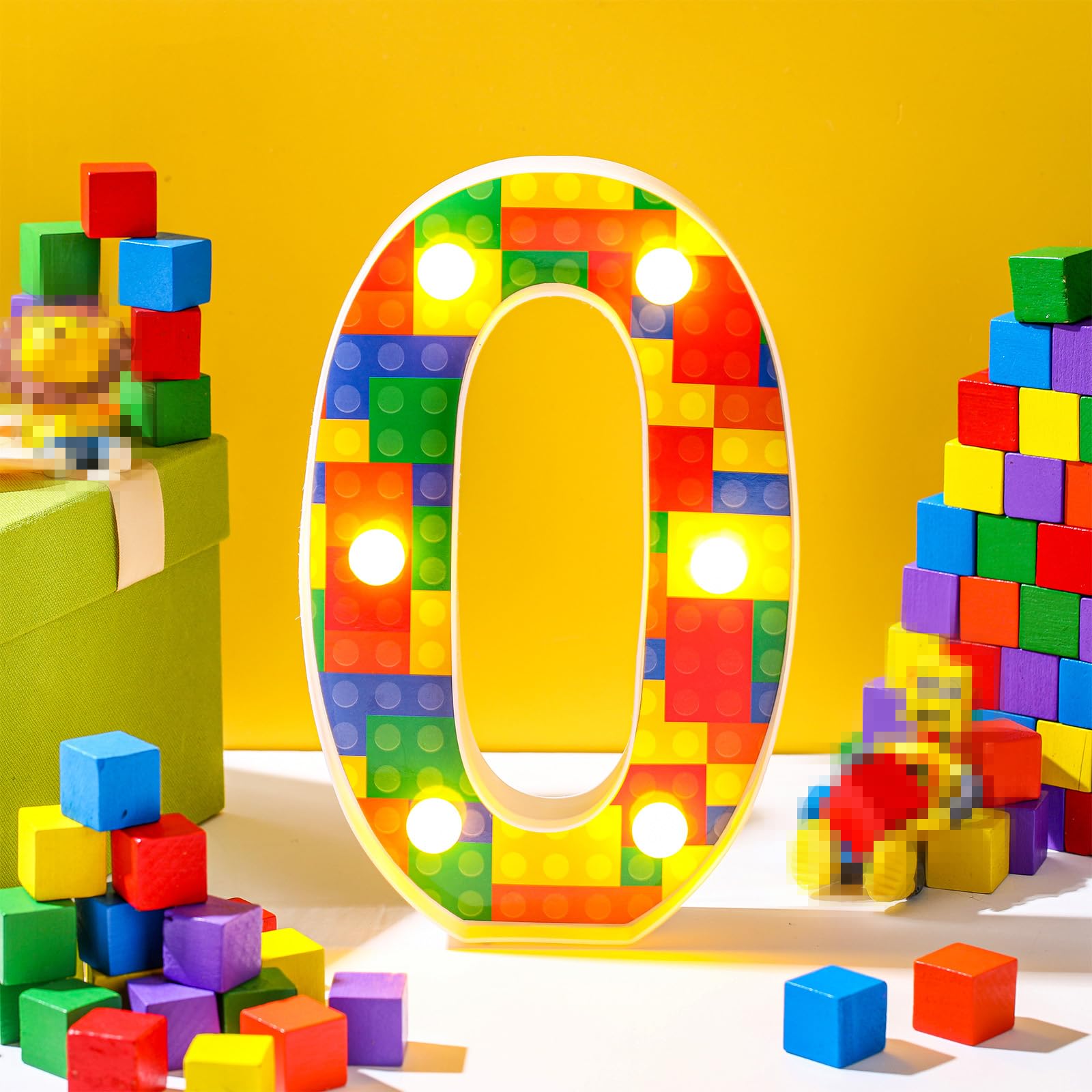 Baquler Building Block Light up Number Birthday Decoration Sign Marquee ...
