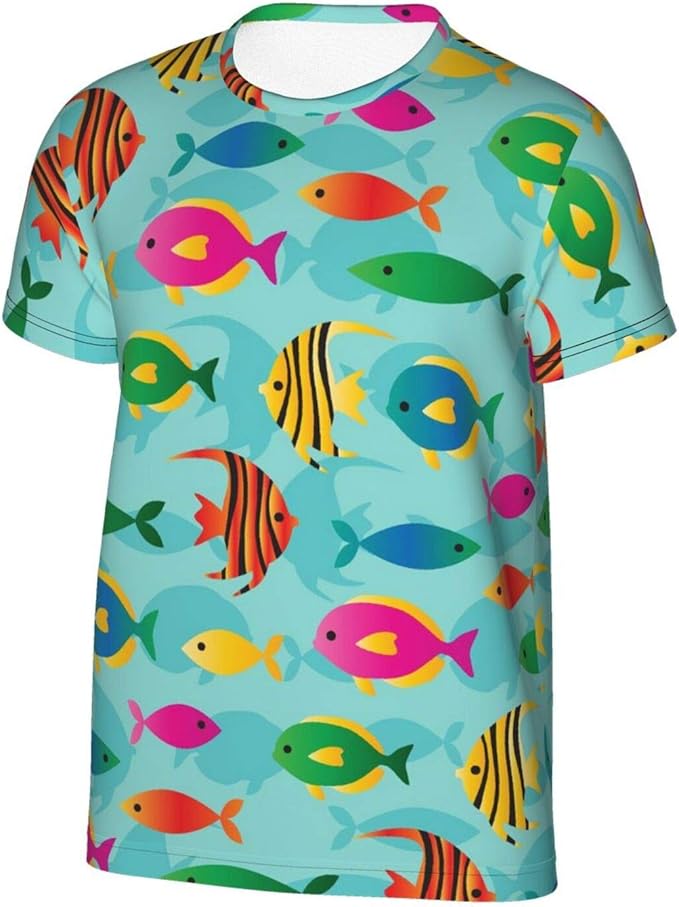 Tropical Fish Youth T-Shirt Cotton Short Sleeve Tee Casual O-Neck 3D ...