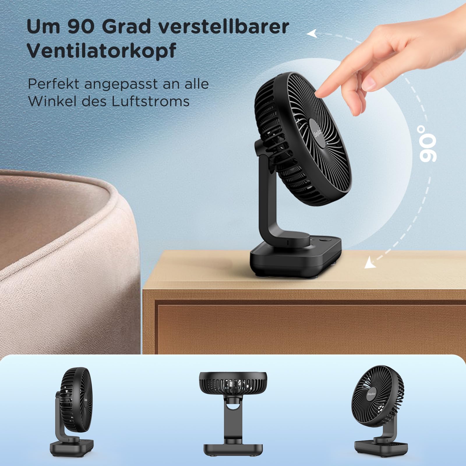 Mua EasyAcc Small Desk Fan 4000 Battery Fan, 5-23 Working Time ...