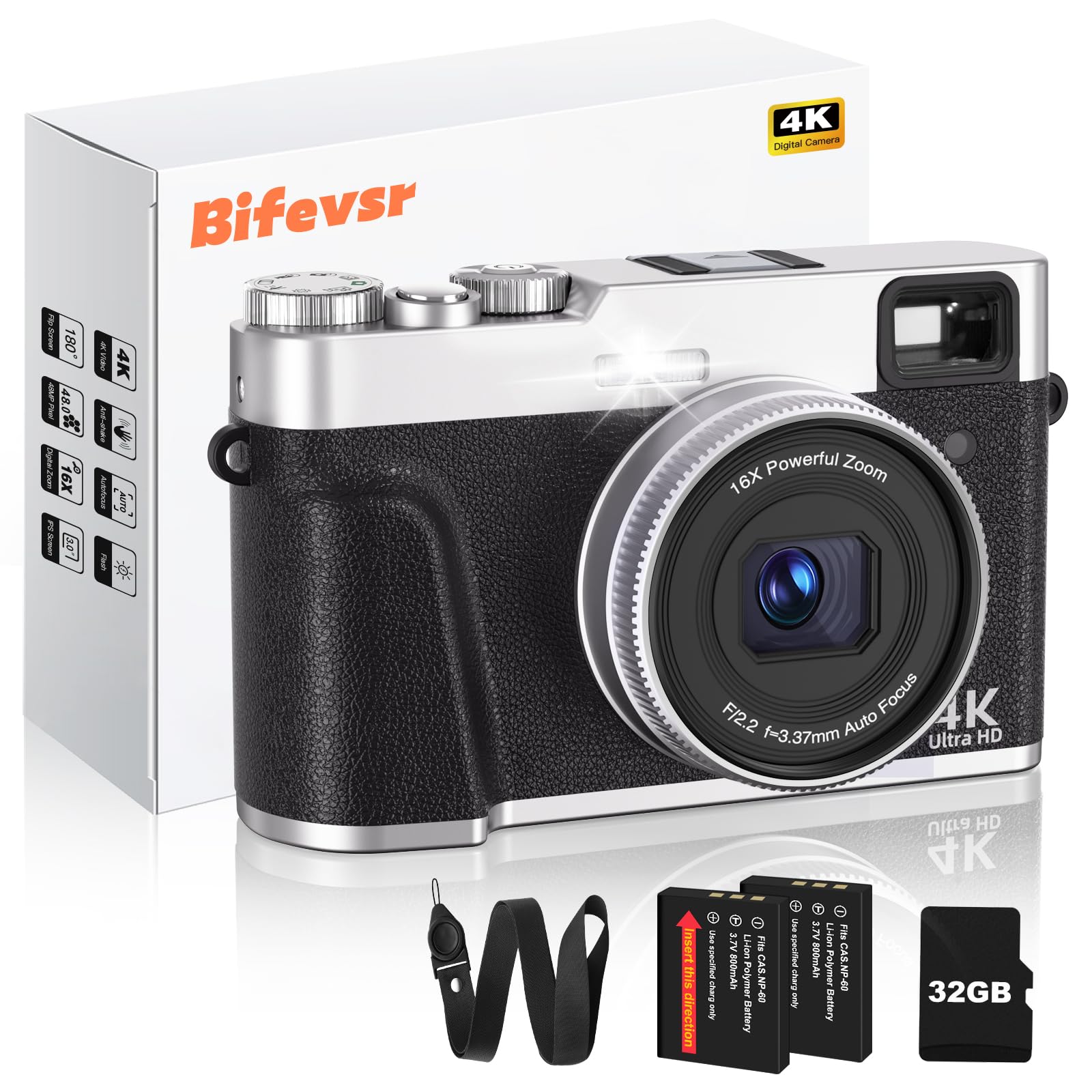 Mua Bifevsr 4K Digital Camera with SD Card, 48MP Vlogging Camera with ...