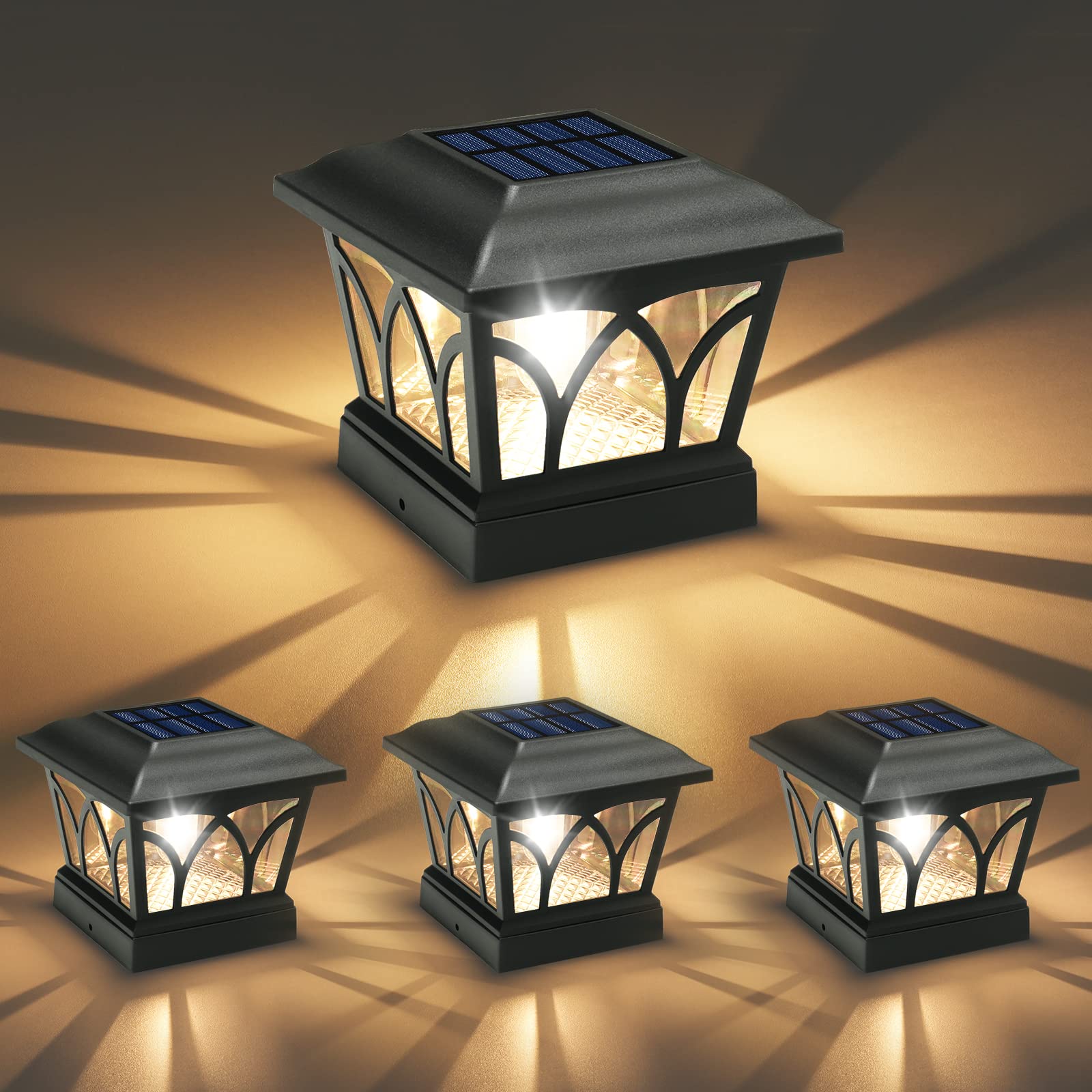 VOLISUN Solar Post Cap Lights Outdoor 4Pack With Edison LED Bulbs 2