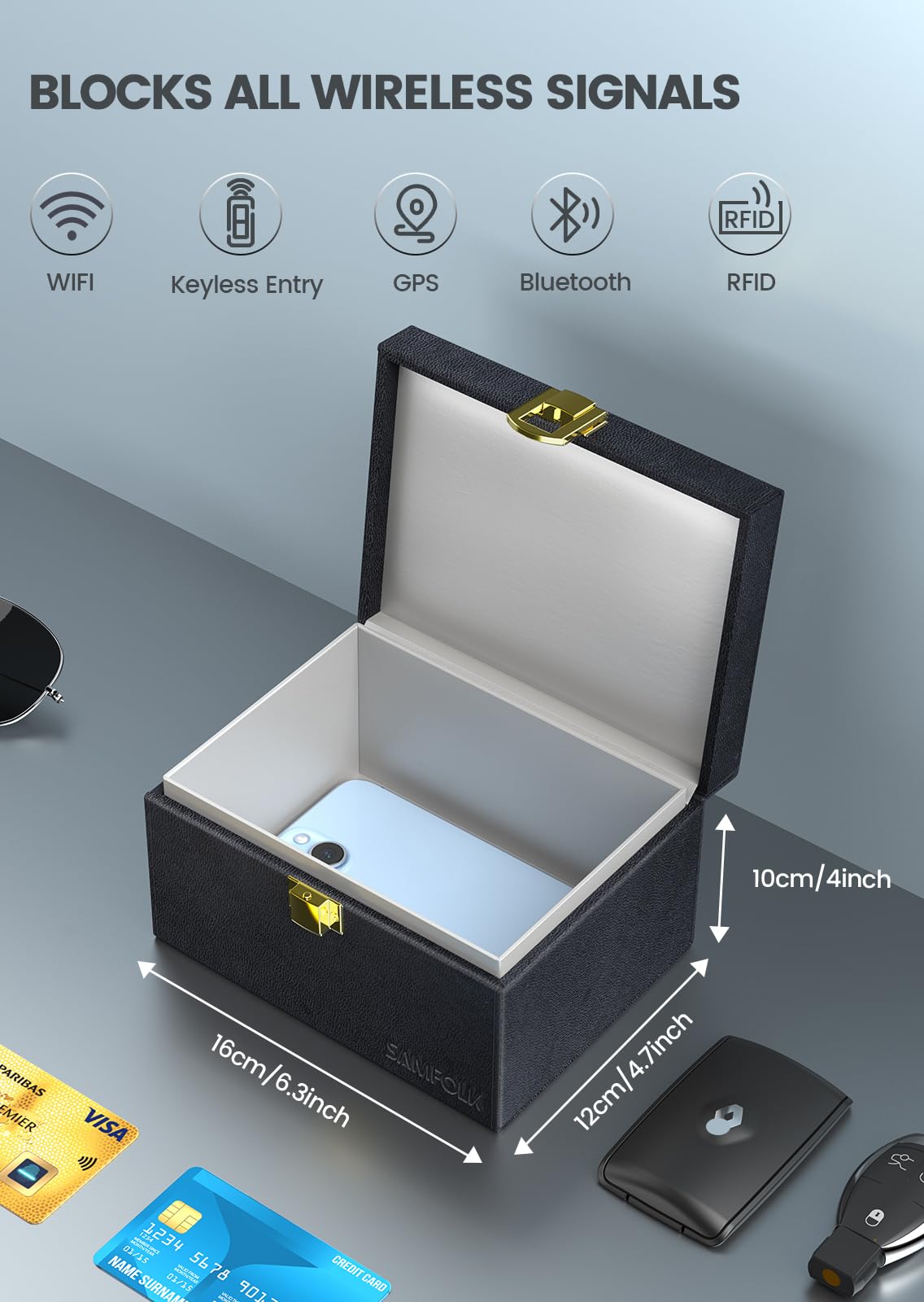 Mua Samfolk Faraday Box and Pouch 2 Pack, Keyless Entry Car Key Safe ...