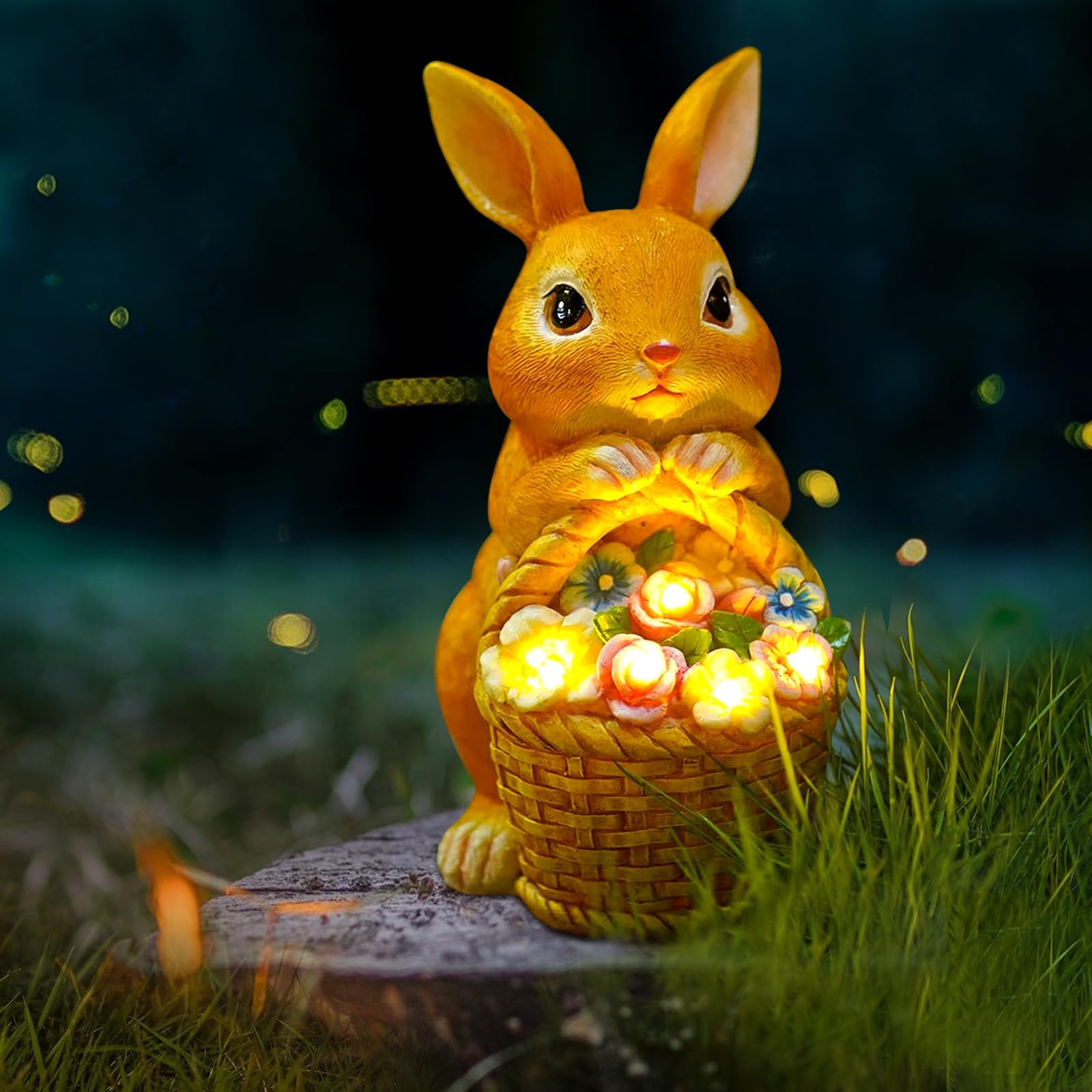 Huaerle Solar Rabbit Garden Statue Outdoor Bunny Decor Rabbit Figurine ...