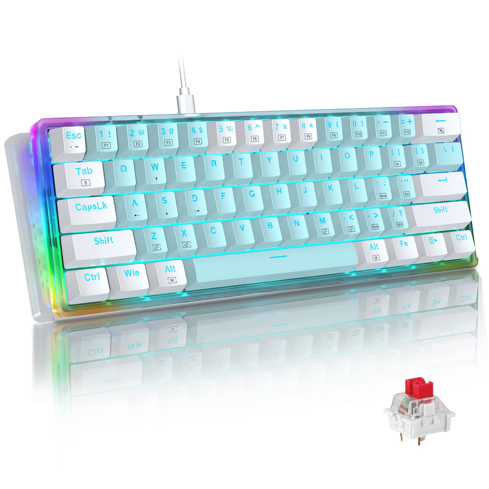 Mua 60% Mechanical Keyboard, RED Switches Mechanical Gaming Wired ...