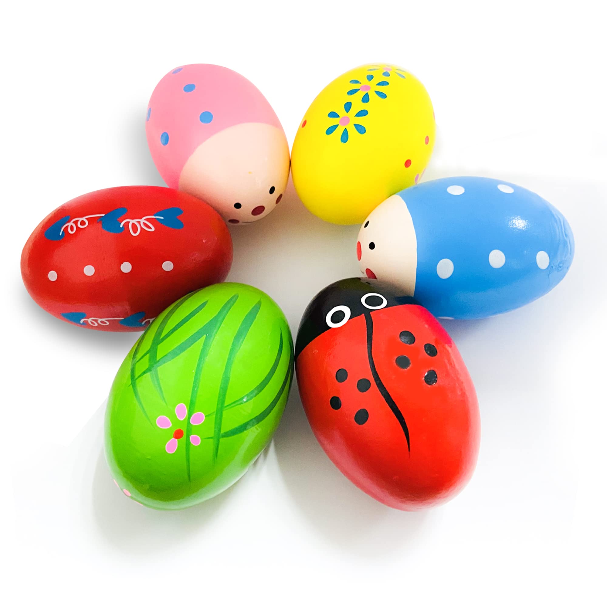 CREPRO Egg Shakers Maracas for Kids, 6 Pack Wooden Percussion Musical ...