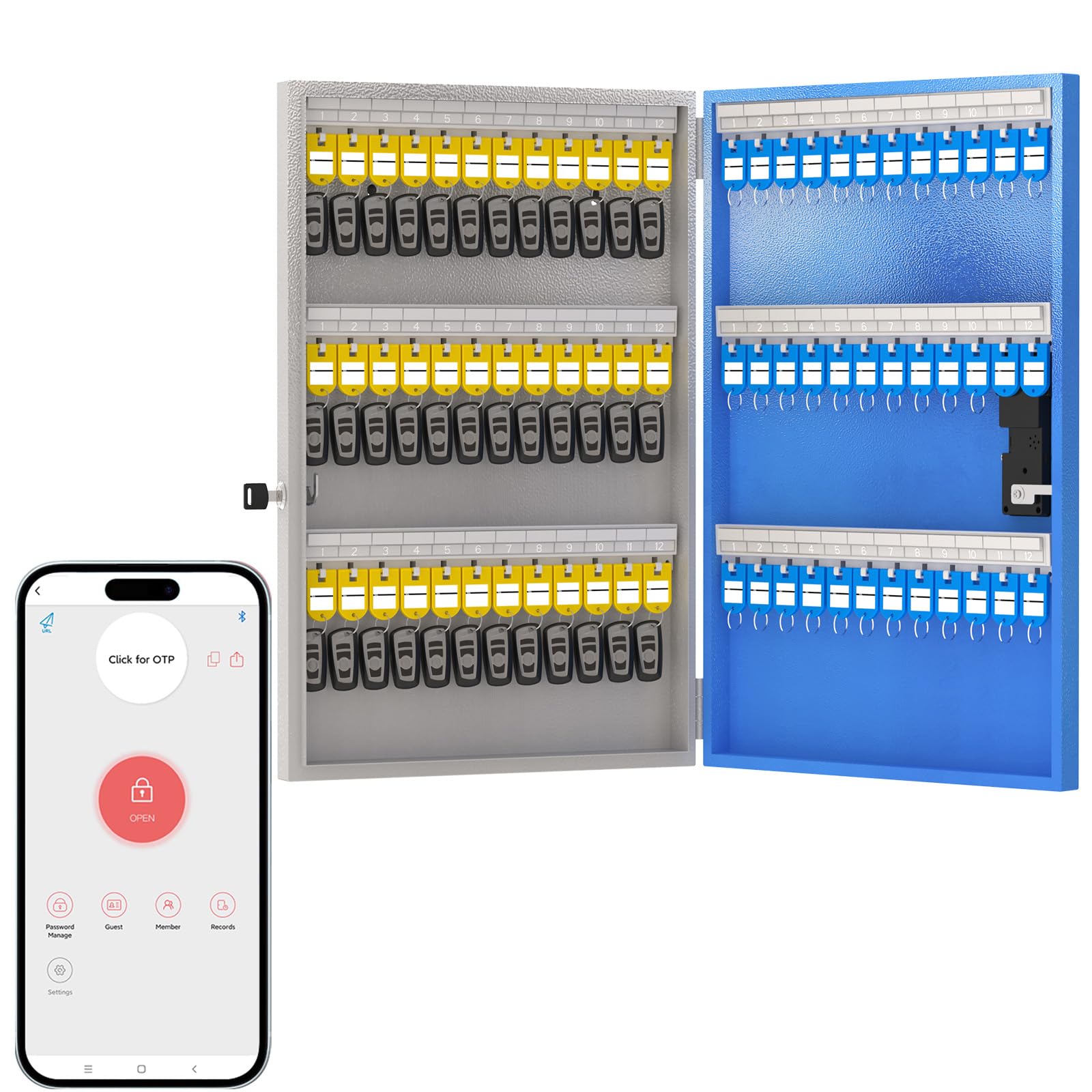 Mua WeHere 72 Key Lock Box Wall Mount, Smart Key Cabinet with Key Tags ...
