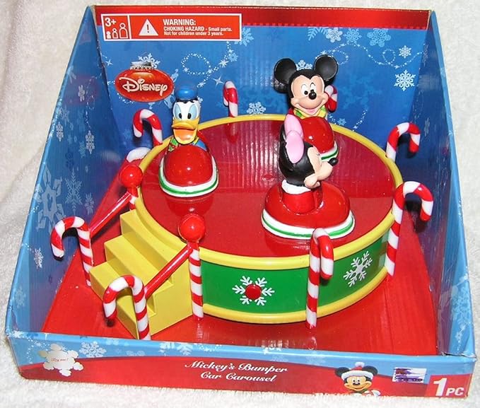 Amazon.com: Disney Musical Mickey's Bumper Car Christmas Carousel ...
