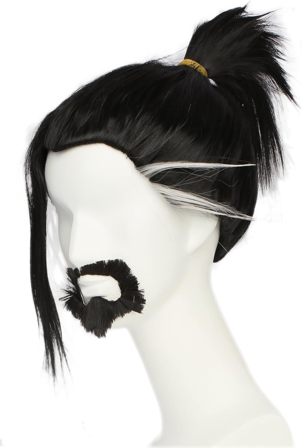 OW Shimada Hanzo Wig Cosplay Black White Short Braided Handmade Hair ...