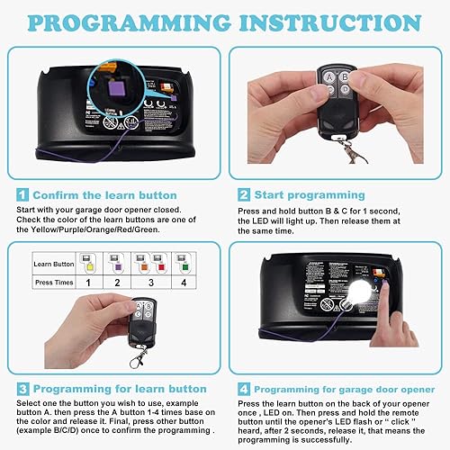 Garage Door Opener Remote Keychain Yellow Learn Button 891LM For ...