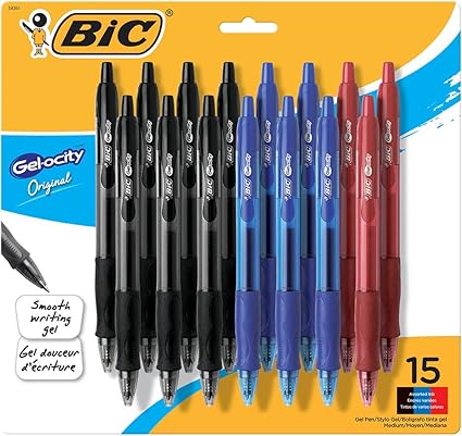 BIC Velocity Gel Retractable Pen, 0.7mm, Assorted Ink, 15 Count ...