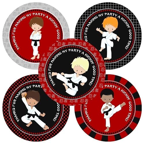 Karate Boy Thank You Sticker Labels by Adore By Nat - Kids Birthday ...