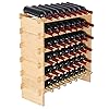 VEVOR 48 Bottle Stackable Modular Wine Rack, 6-Tier Solid Bamboo Wood ...