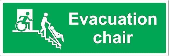 Evacuation chair emergency Safety sign - 1.2mm Rigid plastic 300mm x ...
