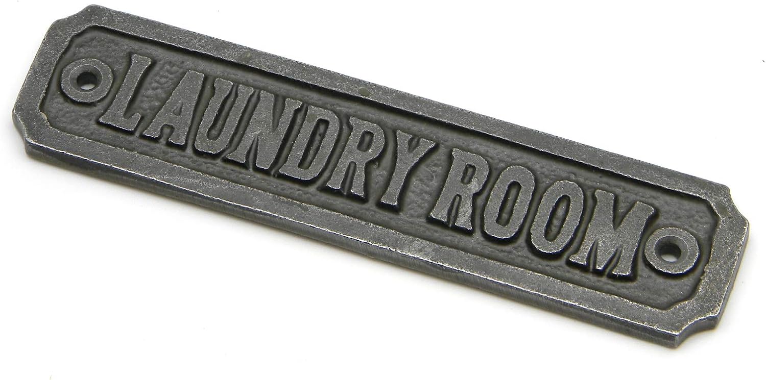 Oakcrafts Cast Iron Laundry Room Door Sign – 145mm x 35mm – BigaMart