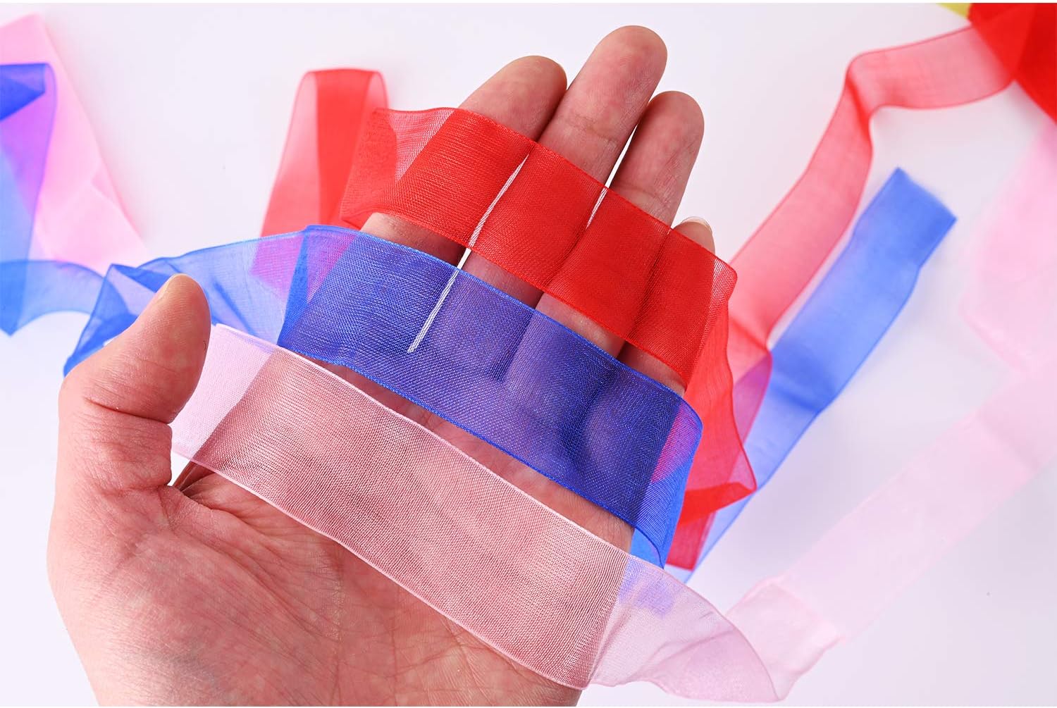 Berolle 90 Yards 30 Colors Sheer Chiffon Ribbon Shimmer Sheer Beads ...