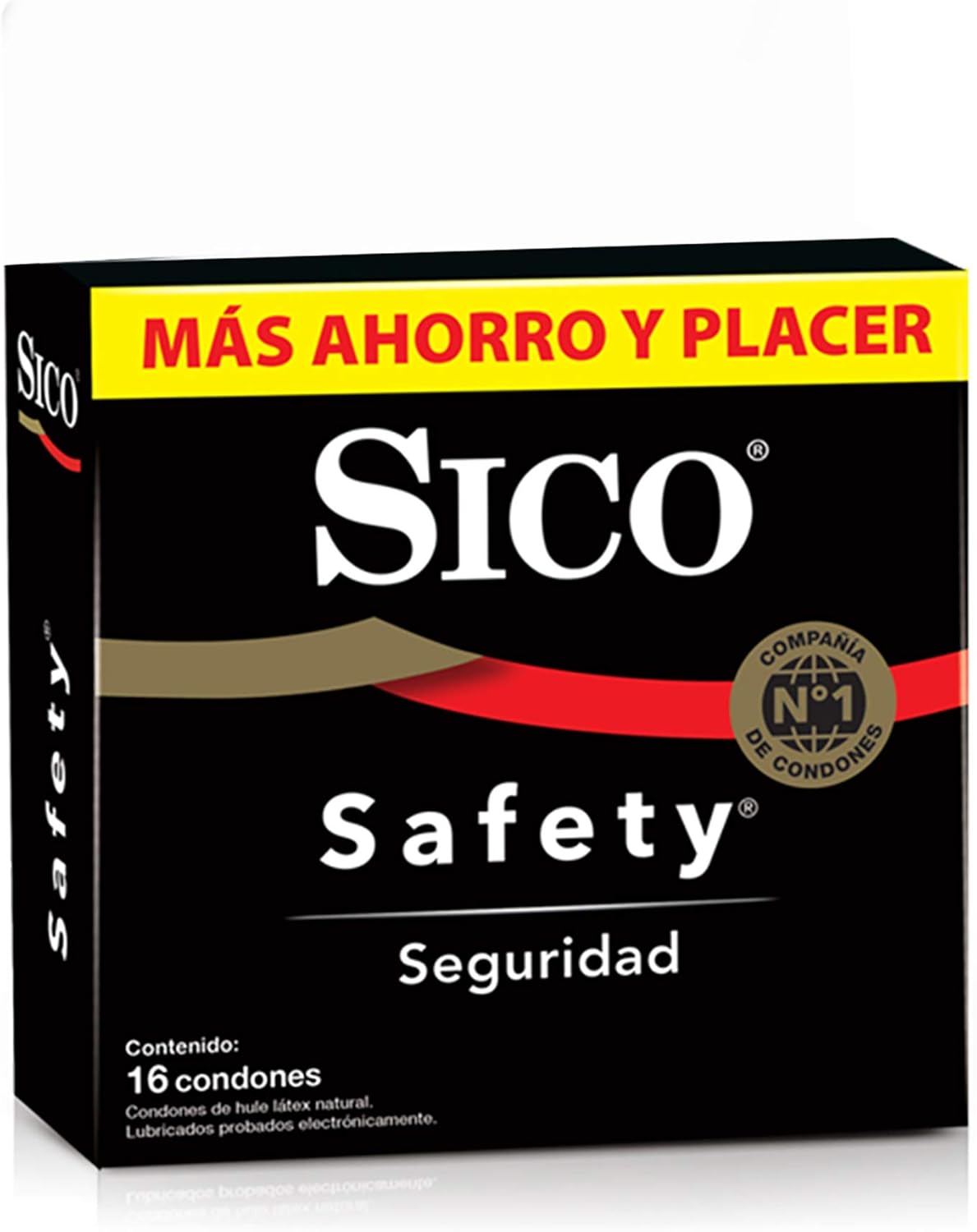 Sico Safety Condones de hule látex natural caja con 16 piezas