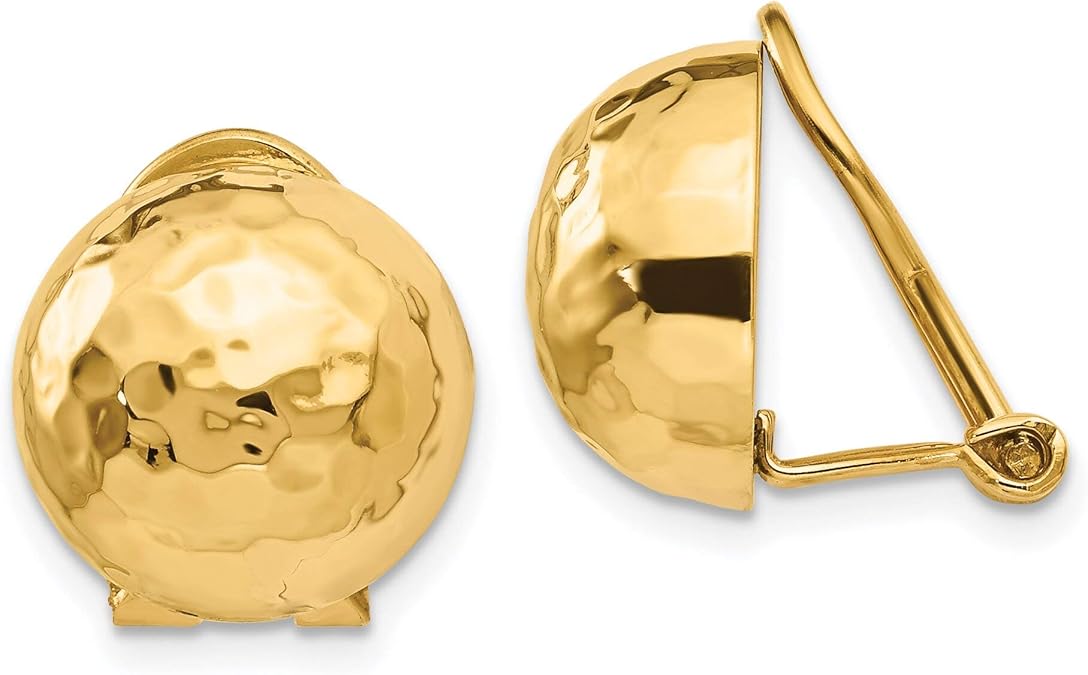 Amazon.com: 14K Gold Hammered Omega Clip On Earrings Jewelry: Jewelry