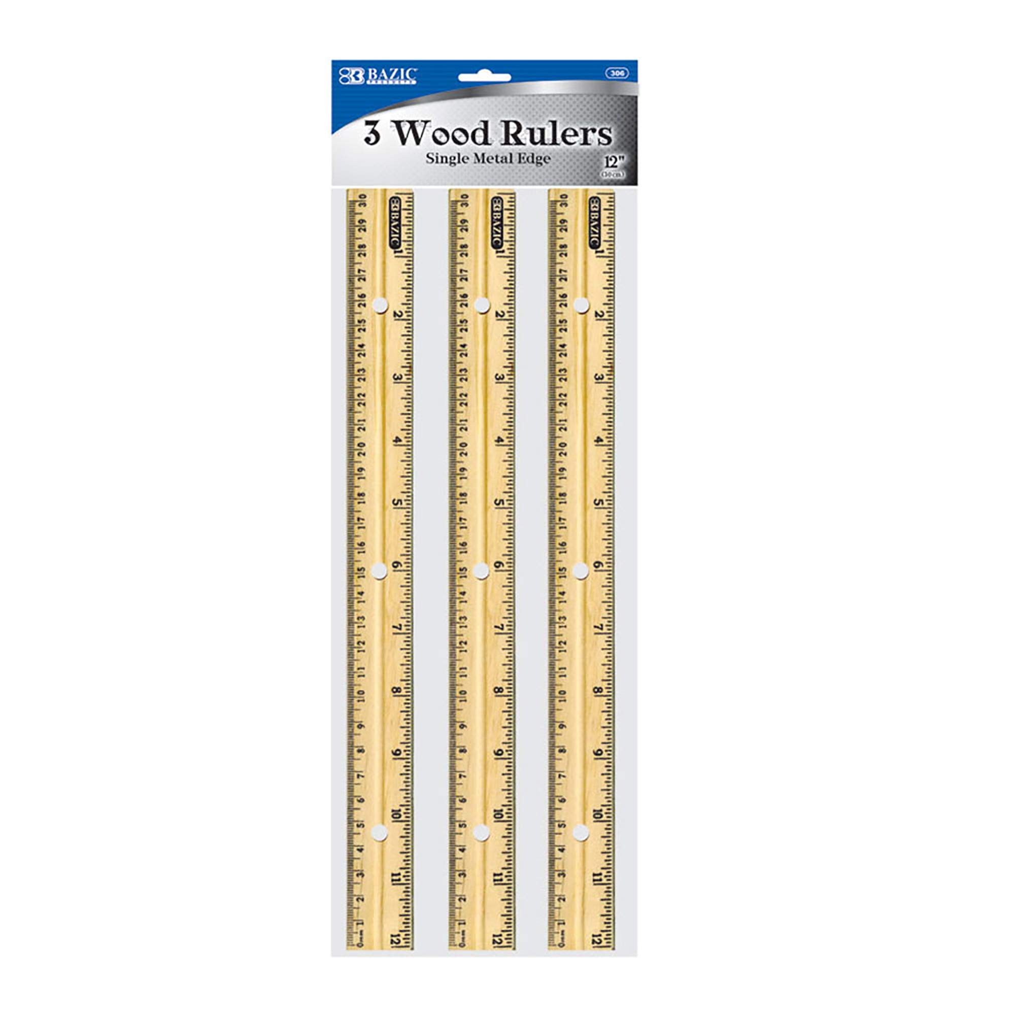 Mua BAZIC Products Wooden Ruler 12" (30cm), Singel Metal Edge, Inches ...