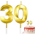 Amazon.com: 30th Birthday Candles, Number 30 Candles, Gold Birthday ...