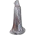 Amazon.com: GRACIN Unisex Silver Cape Halloween Hooded Cloak Full ...