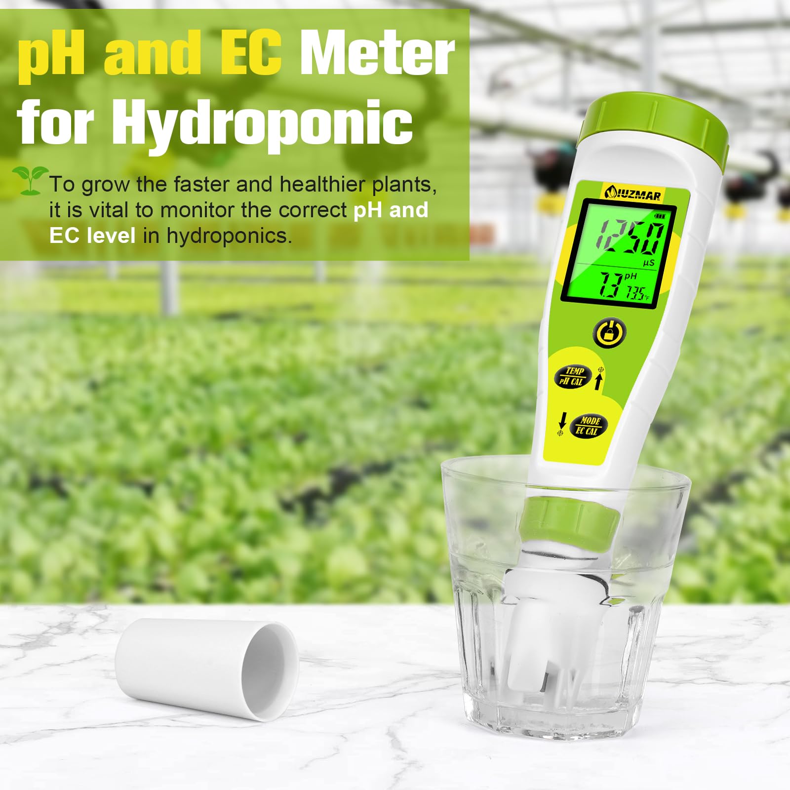 UIUZMAR PH EC Meter For Water Hydroponics PPM And PH Meter For Nutrients Measure PH PPM ...