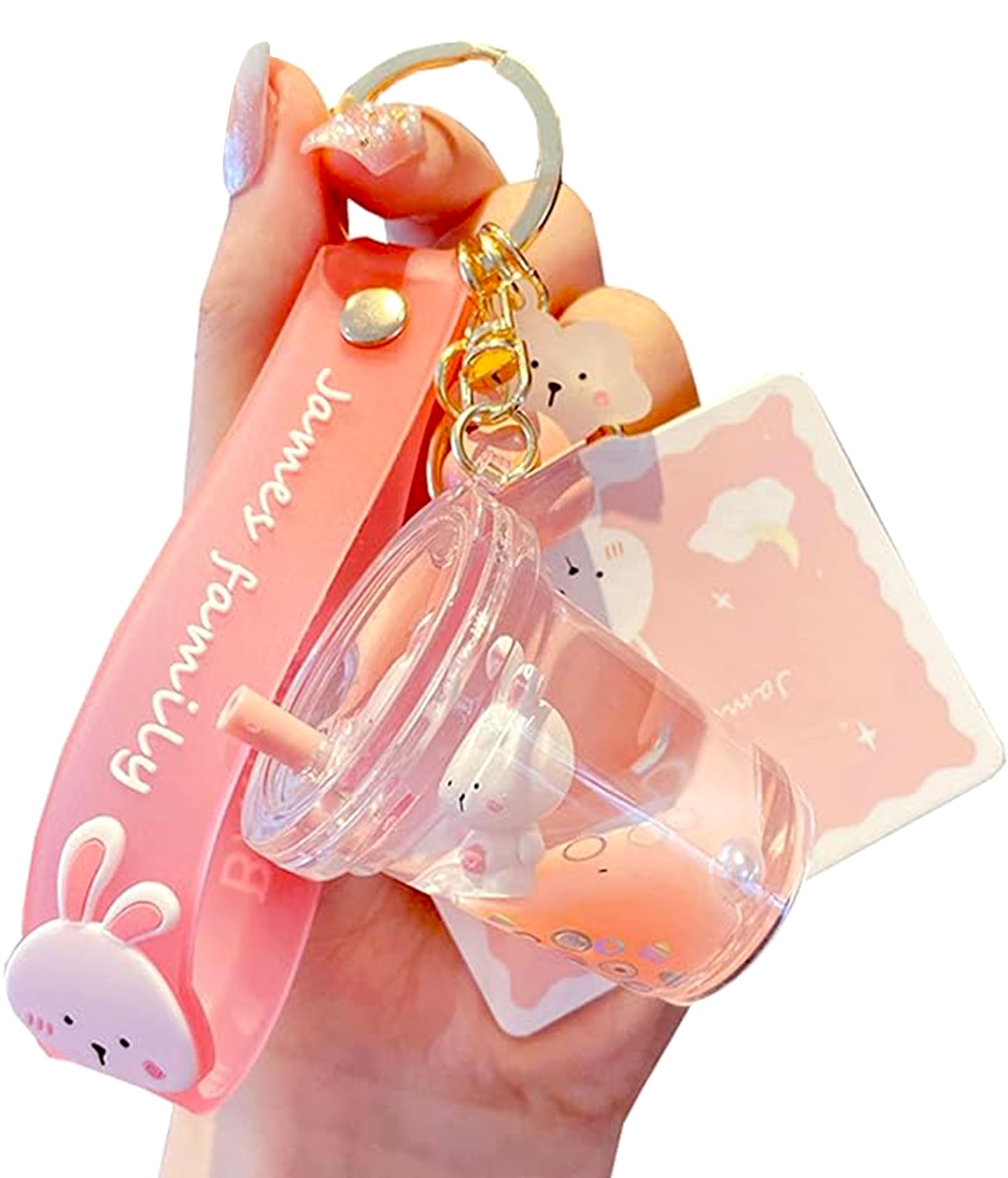 Mua YOU WIZV Kawaii Bear Boba Keychain - Cute Liquid Water Charm for ...