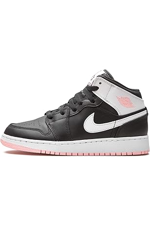 Big Kid's Jordan 1 Mid Very Berry Black/Very Berry-White (554725 016)