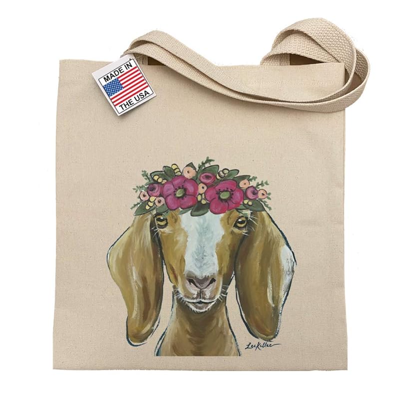 Amazon.com: Cute Goat with Flower Crown Tote Bag, Goat gifts for goat ...