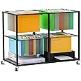Amazon.com: Rolling File Cart,2 Tiers Metal Rolling File Carts with ...