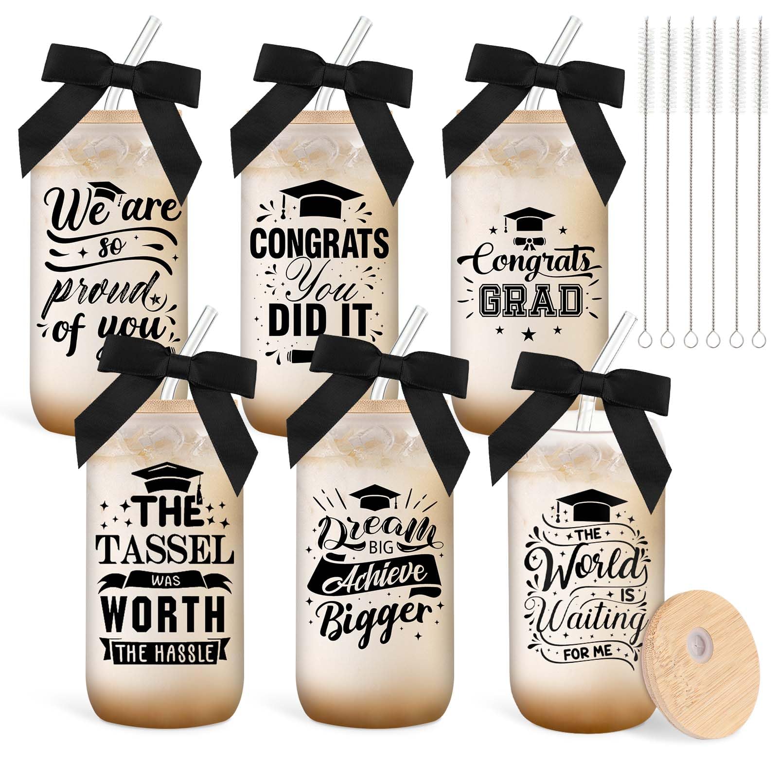 Yetene 6 Set 2025 Graduation Gifts Glass Cup for Her Him 16oz Grad ...
