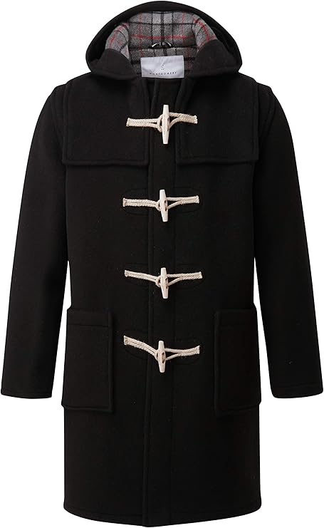 Original Montgomery Mens Duffle Coat Wooden Toggles Black (36): Amazon ...