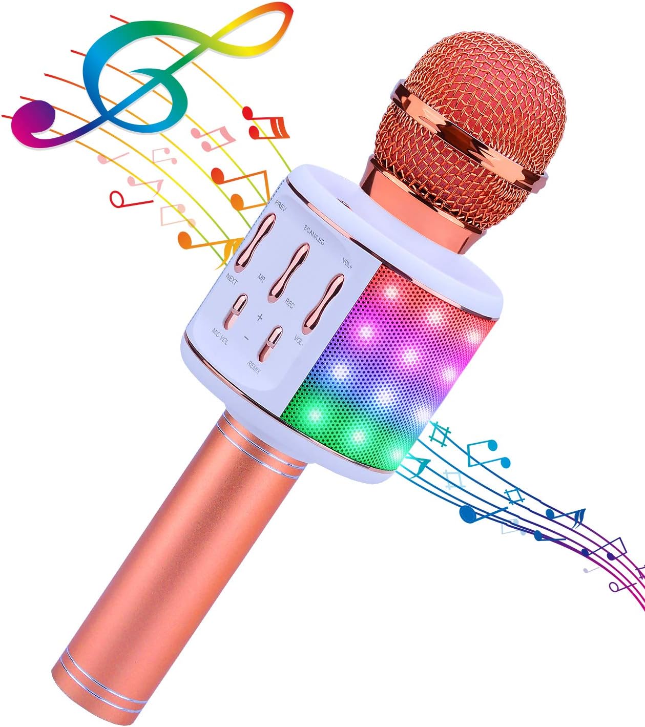 BlueFire Wireless Microphone, 5 in 1 Bluetooth Microphone with Flashing ...