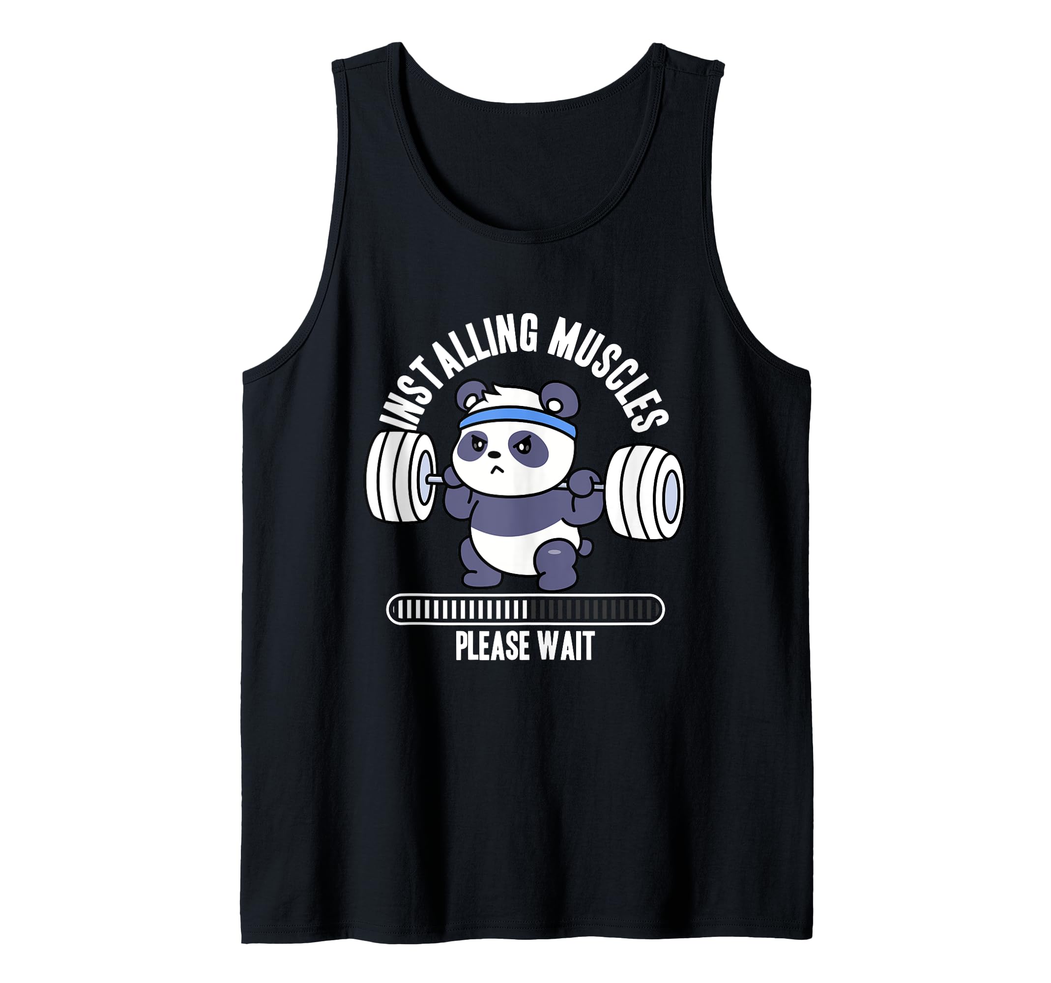Installing Muscles Please Wait Panda Weight Lifting Barbell Tank Top ...