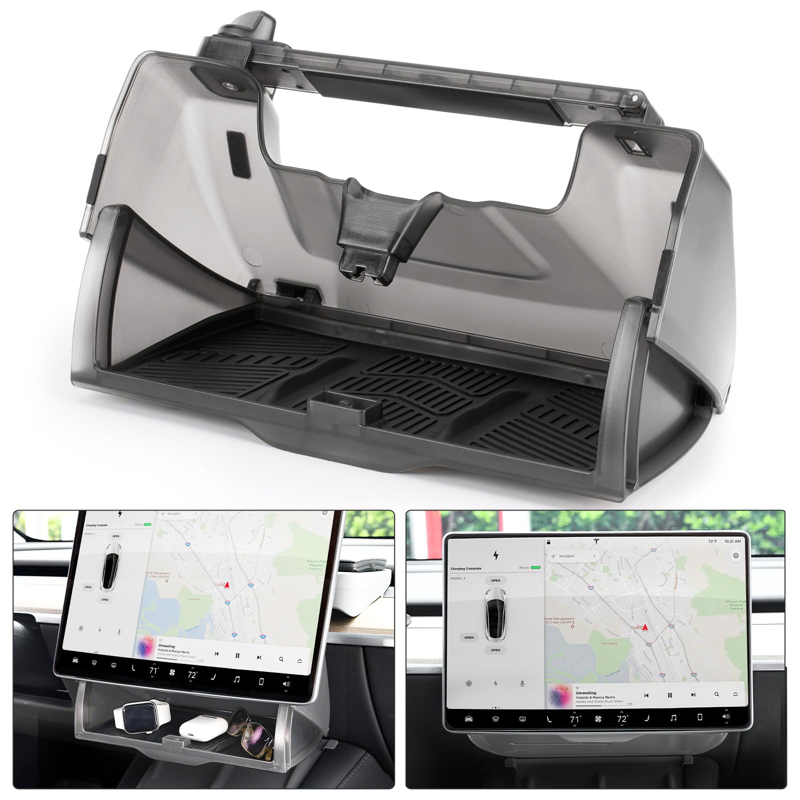 MateAuto Hidden Under Screen Storage for Tesla Model Y Model 3 2021 ...