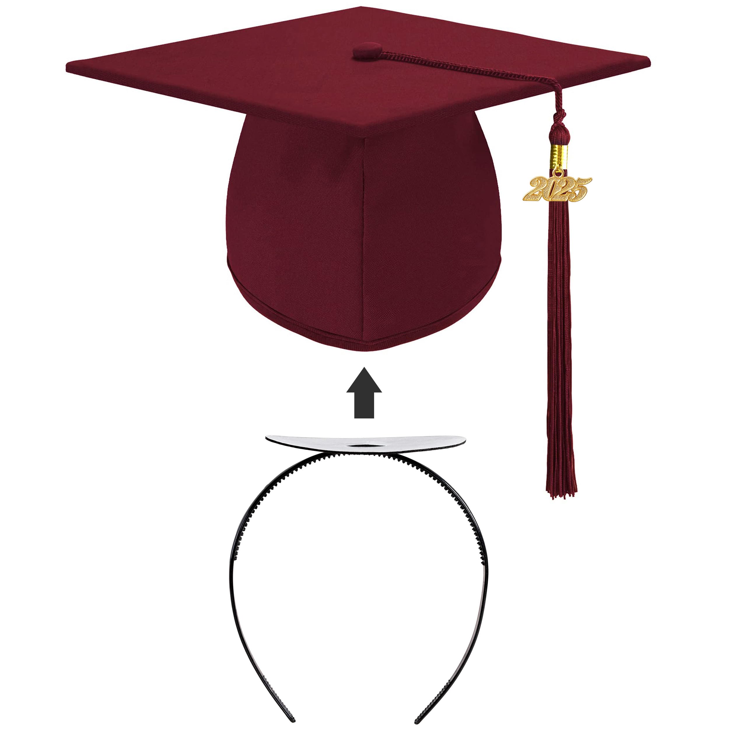 Dlala Unisex Adult Matte Graduation Cap with 2025 Tassel and Headband ...