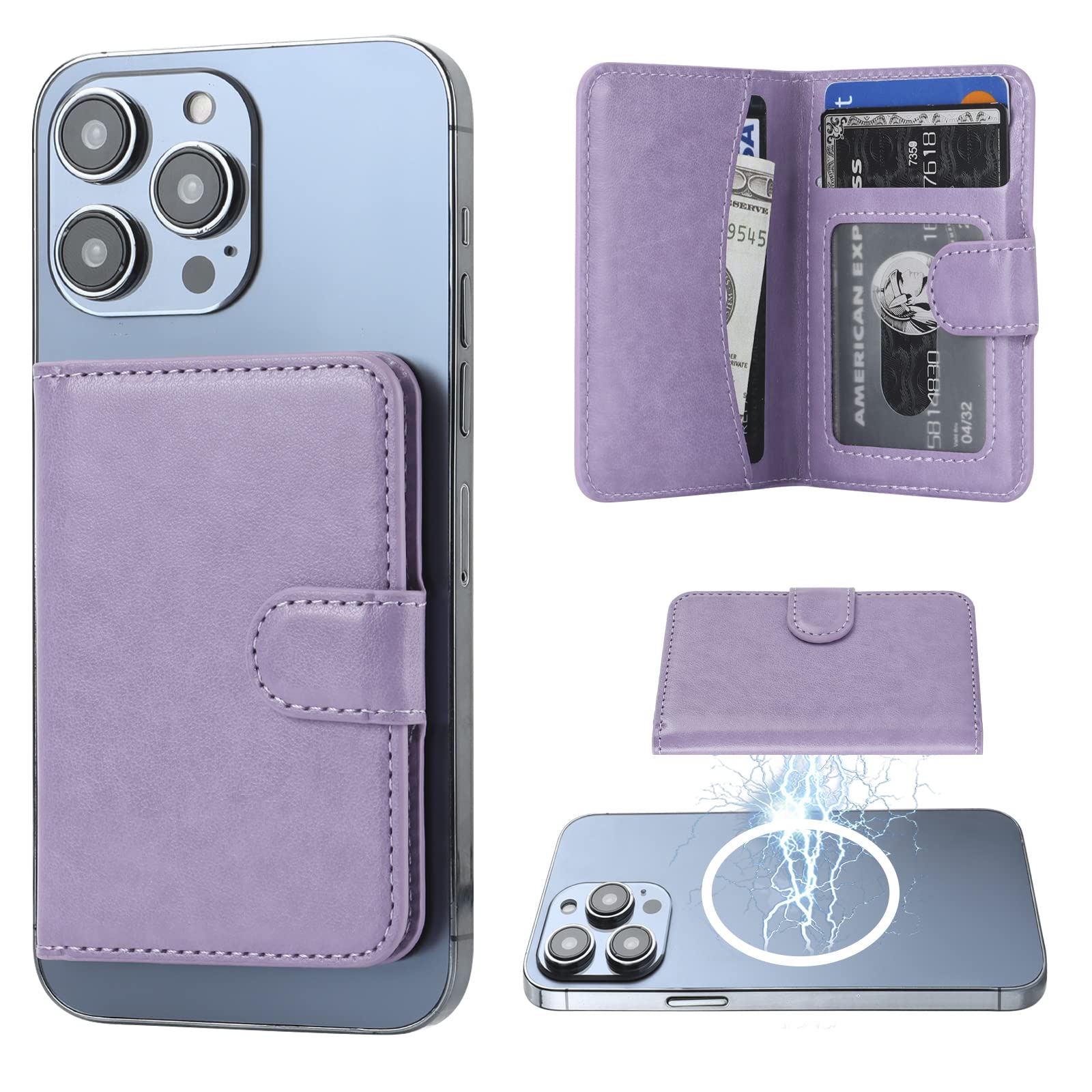 Bocasal for MagSafe Wallet Magnetic Card Holder, RFID Blocking Leather ...