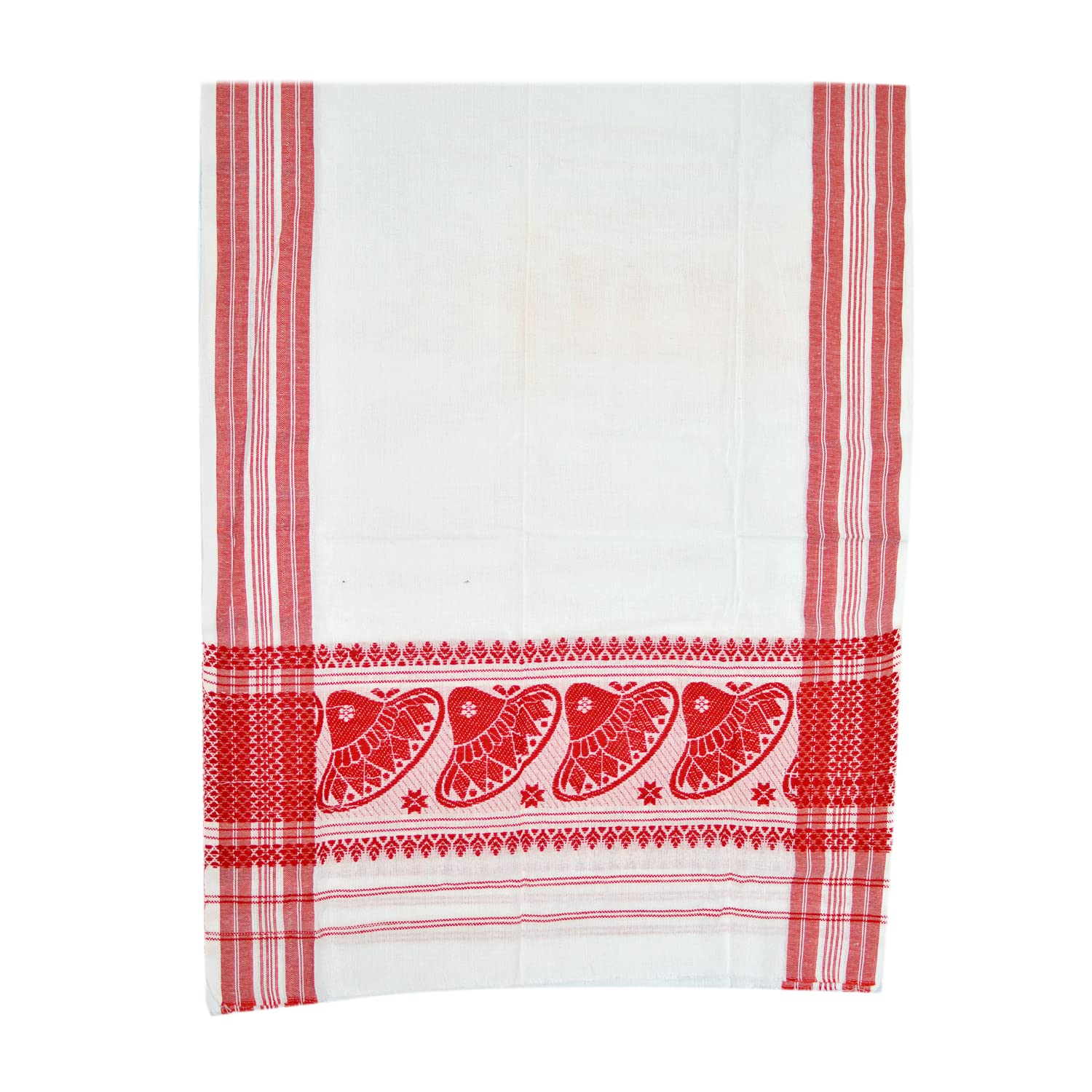 Assamese Poly Cotton Japi Design Red and White Gamcha (Pack-1): Amazon ...