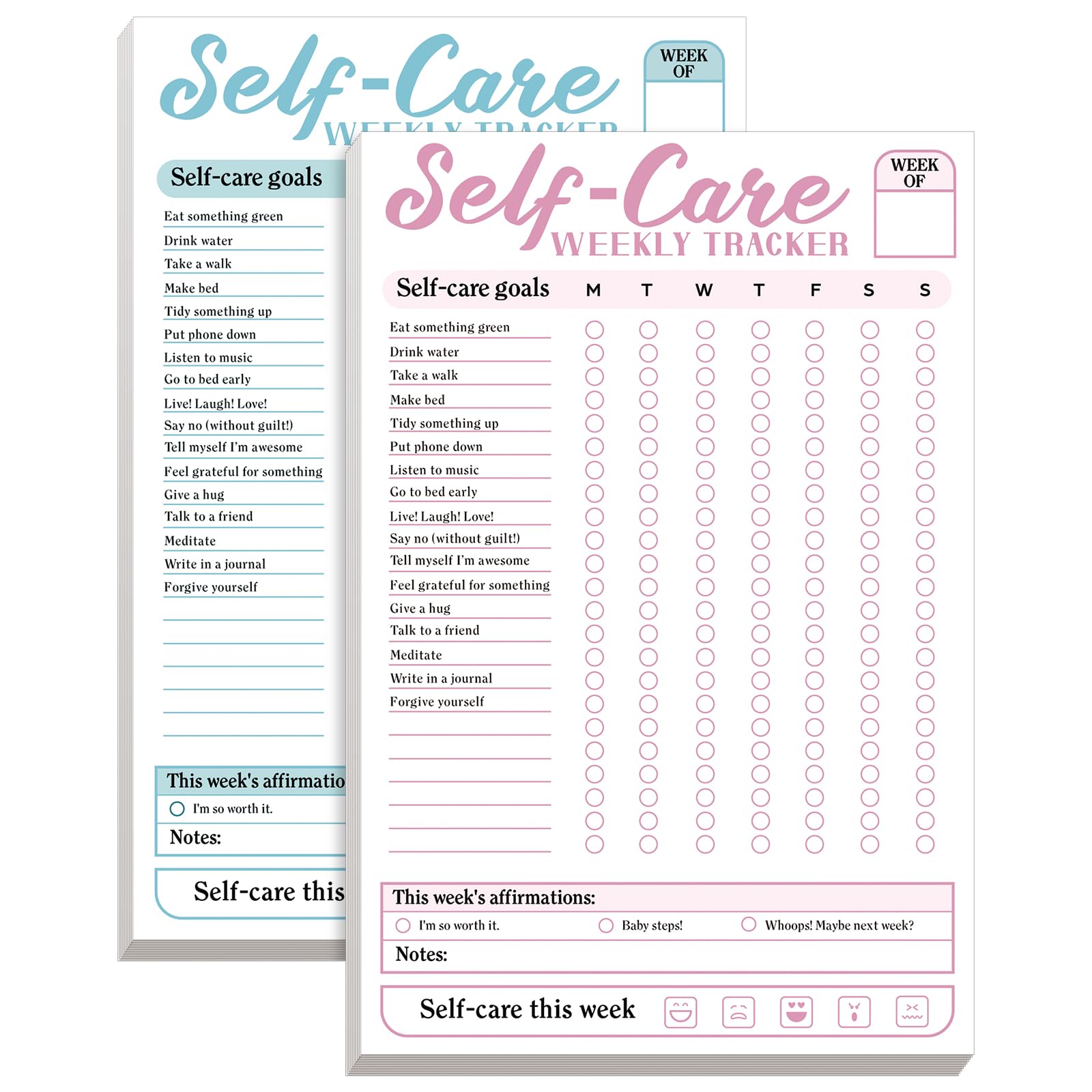 Mua Qilery 2 Pack Self Care Weekly Tracker Pad Self Care Checklist Note ...